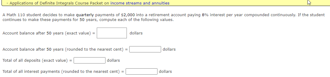 Solved Applications of Definite Integrals Course Packet on | Chegg.com