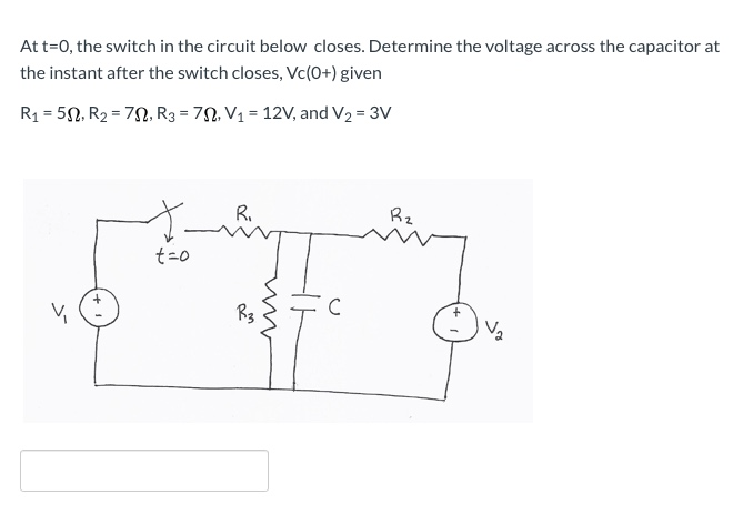 Solved At t=0, the switch in the circuit below closes. | Chegg.com