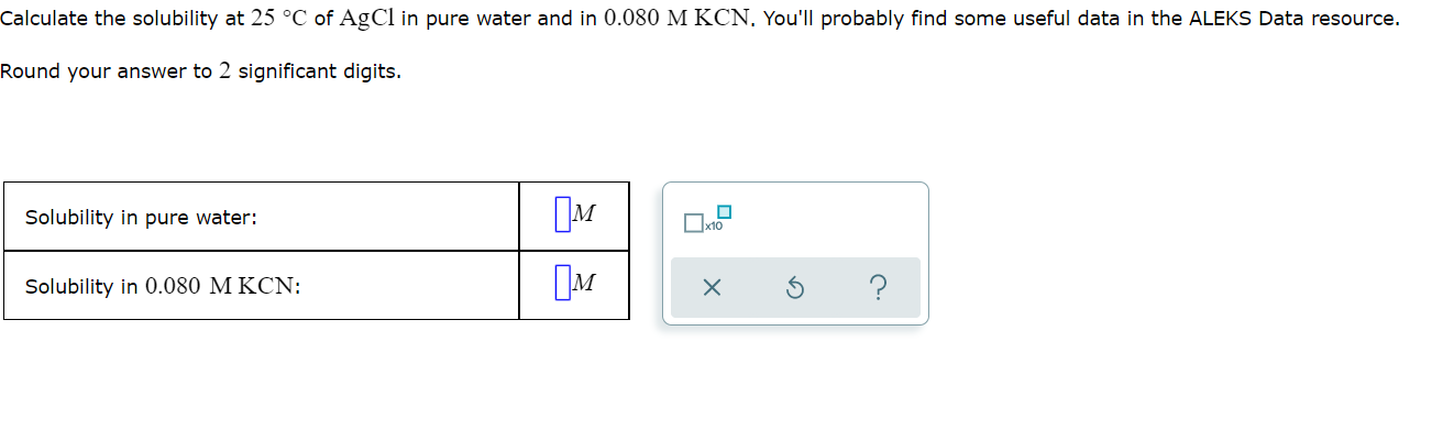 Solved Calculate the solubility at 25 °C of AgCl in pure | Chegg.com