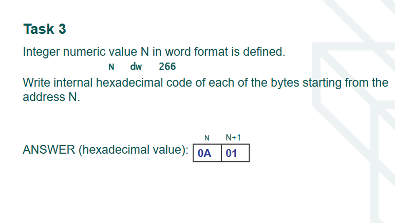 Solved Task 3 Integer numeric value N in word format is | Chegg.com