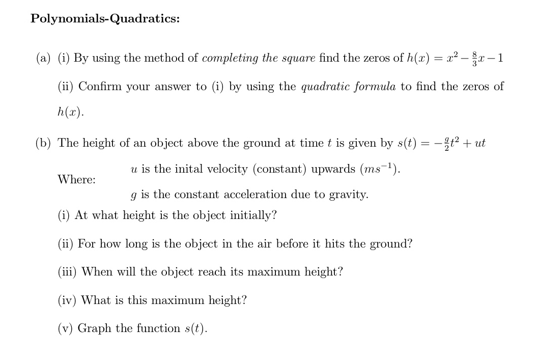 Solved Polynomial - Quadratics Hi there I would like to get | Chegg.com