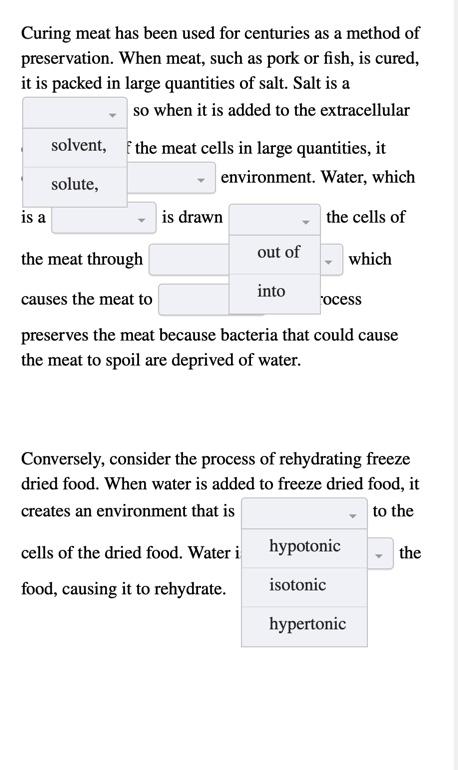 Solved Curing meat has been used for centuries as a method | Chegg.com