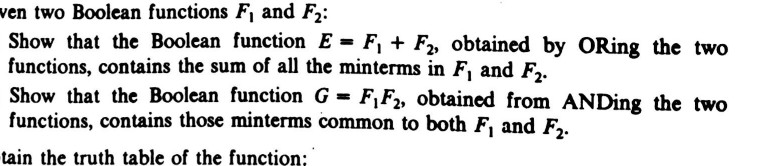 Solved ven two Boolean functions F, and F2: Show that the | Chegg.com