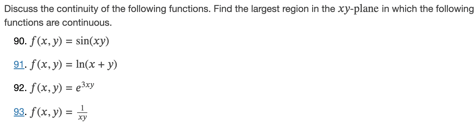 Solved Discuss the continuity of the following functions. | Chegg.com