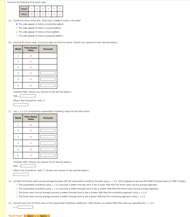 Solved Consider the following time series data. (a) | Chegg.com