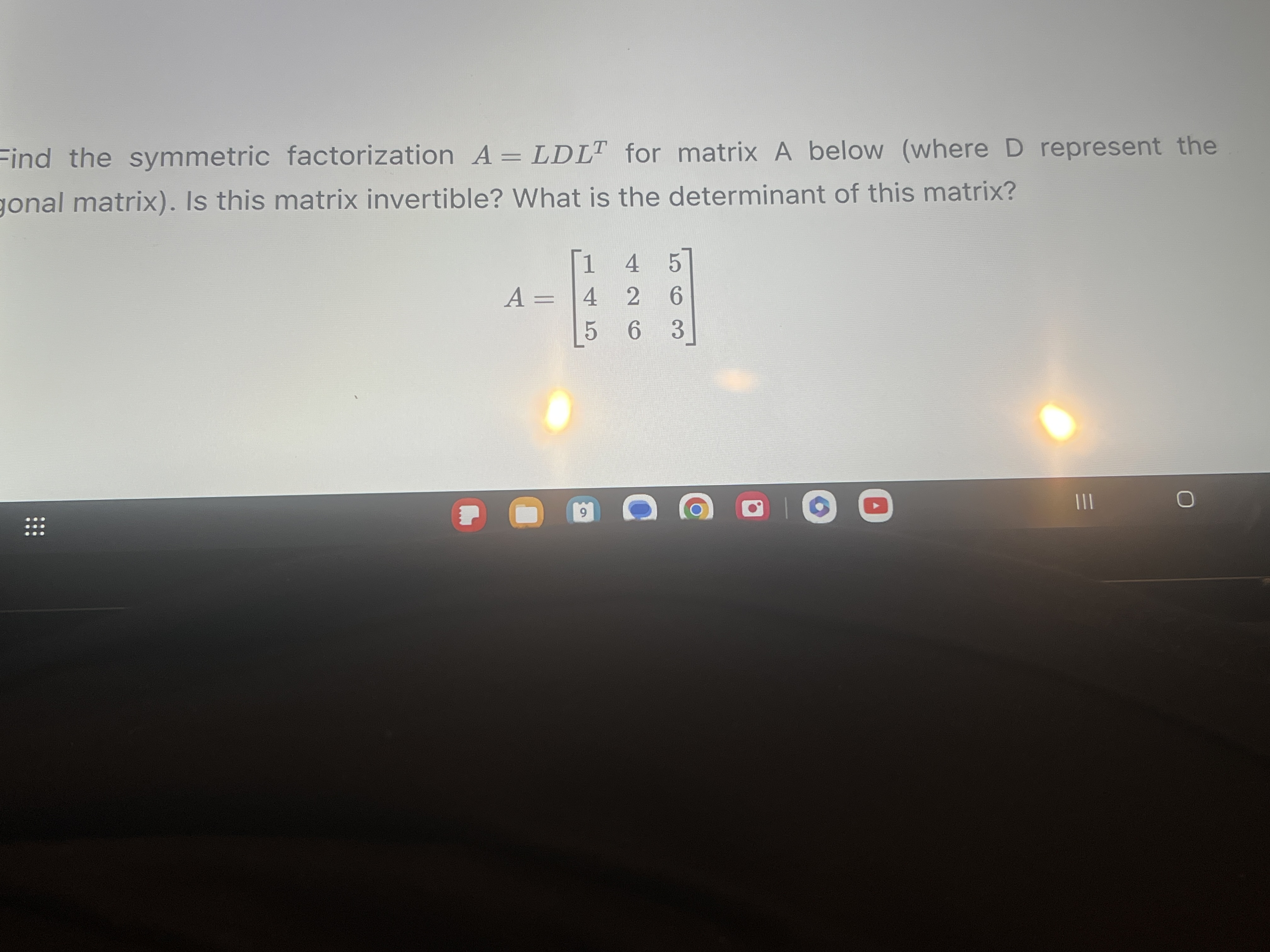 Solved Find the symmetric factorization A=LDLT ﻿for matrix A | Chegg.com