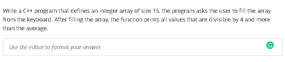 Solved Write a C++ program that defines an integer array of | Chegg.com