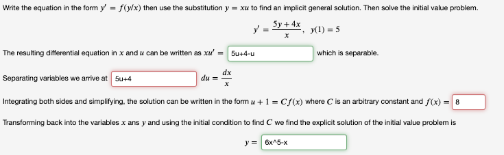Solved Write the equation in the form y' = f(y/x) then use | Chegg.com