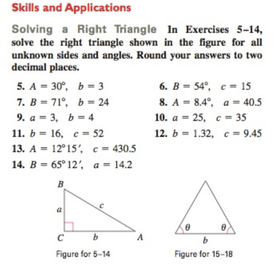 Solved Skills and Applications Solving a Right Triangle In | Chegg.com