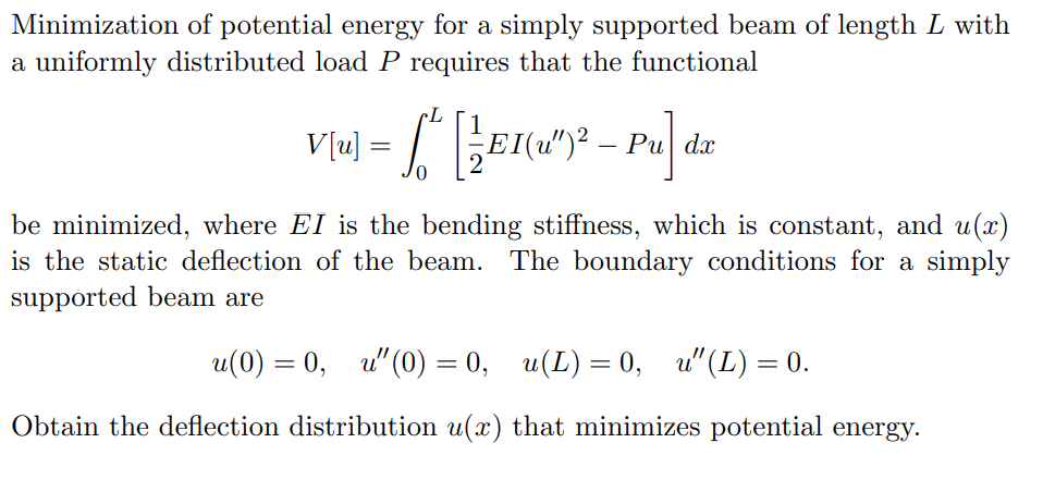 Solved Minimization of potential energy for a simply | Chegg.com