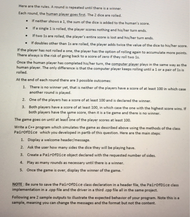 Solved Question #2-classes (11 pts) a) (2 pts) A PairOfDice | Chegg.com