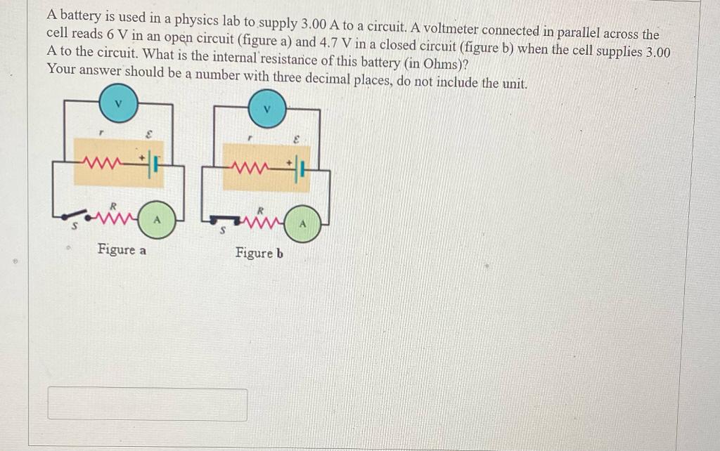 Solved A battery is used in a physics lab to supply 3.00 A | Chegg.com