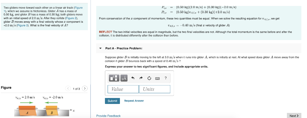 Solved Two gliders move toward each other on a linear air | Chegg.com