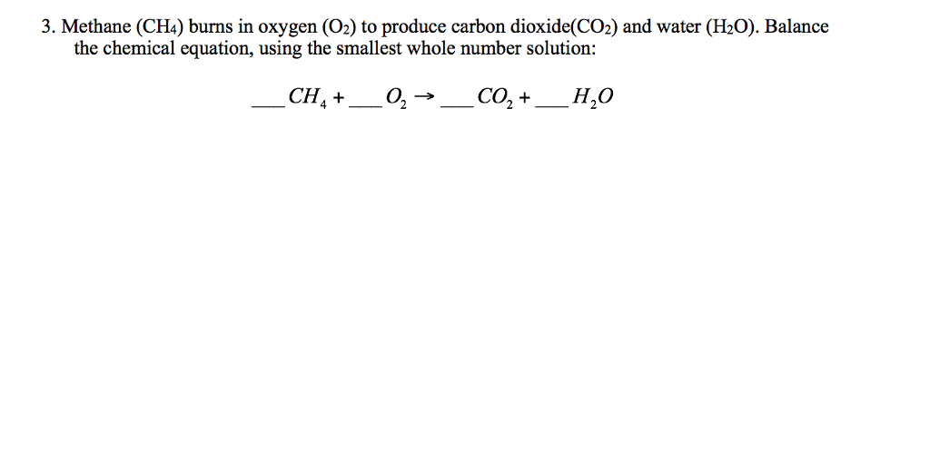 Ch4 O2 Co2 H2o Balanced Equation Methane