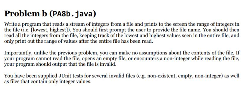 Solved The following is provided: public class PA8b { | Chegg.com