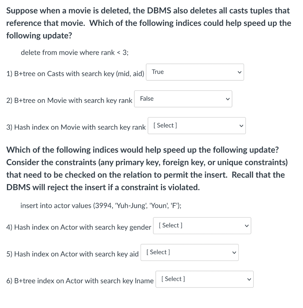 Solved Consider the following tables CREATE TABLE actor | Chegg.com