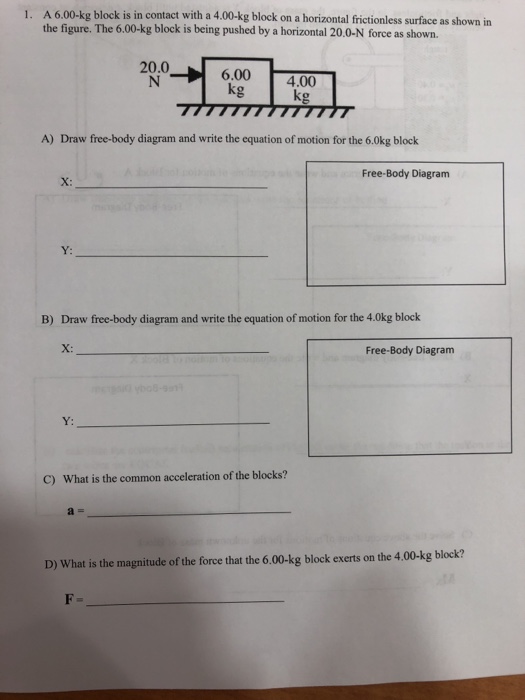 Solved A 6.00-kg block is in contact with a 4.00-kg block on | Chegg.com