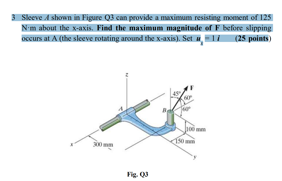 Solved 3 Sleeve A shown in Figure Q3 can provide a maximum | Chegg.com