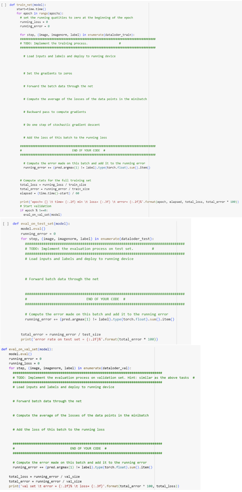 Solved [ ] def train_net(model): start=time.time() for epoch | Chegg.com