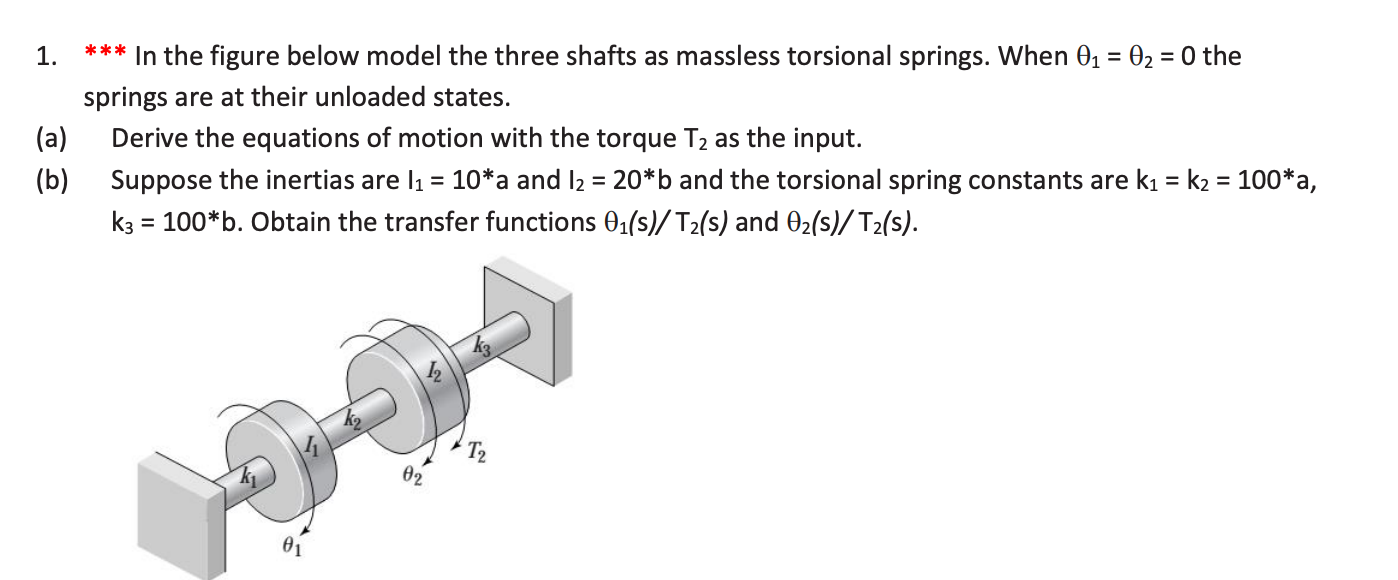 Solved 1. ∗∗∗ In the figure below model the three shafts as | Chegg.com