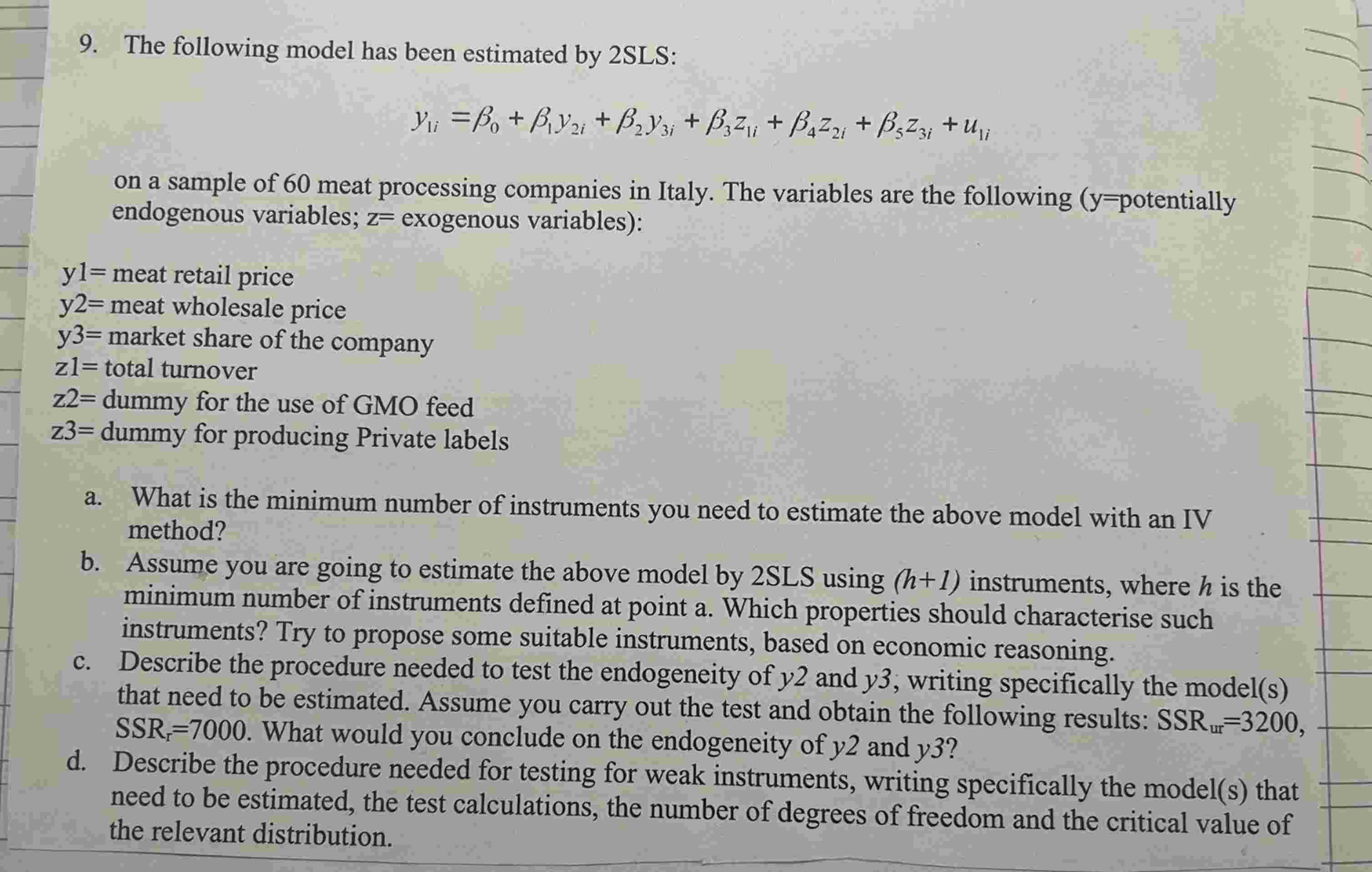 Solved The following model has been estimated | Chegg.com
