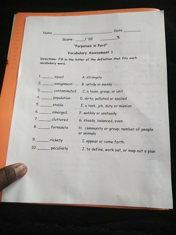 Date Nome Score: 10 Porpoises in Peril" Vocabulary | Chegg.com