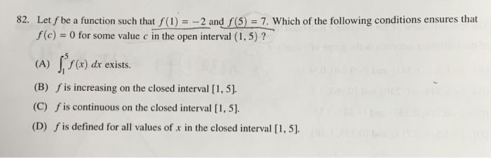 Solved 82. Let f be a function such thatf() -2 and f(5) -7. | Chegg.com