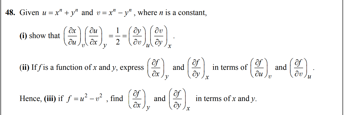 Solved Given u=xn+yn ﻿and v=xn-yn, ﻿where n ﻿is a | Chegg.com