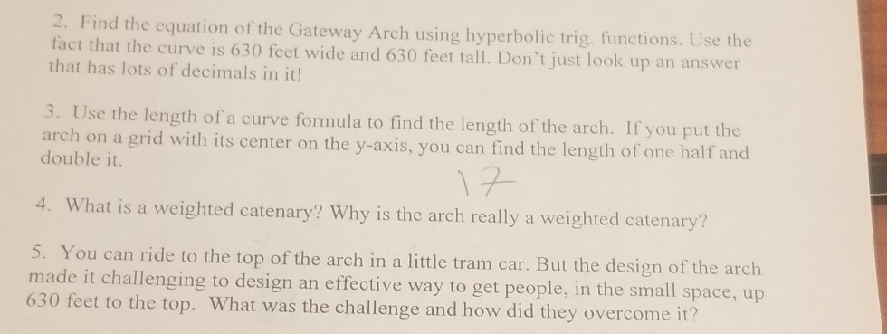 2. Find the equation of the Gateway Arch using | Chegg.com