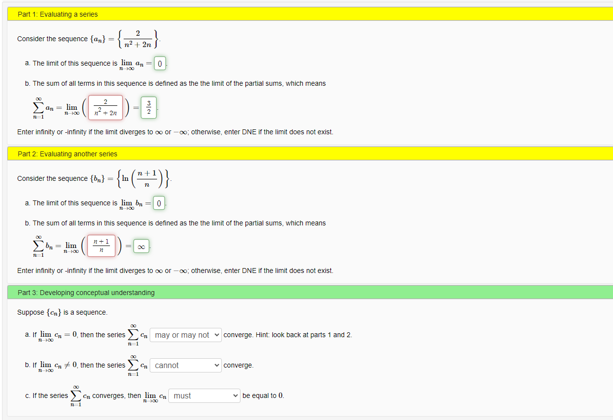 Solved Consider the sequence {an}={n2+2n2}. a. The limit of | Chegg.com