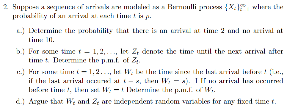 Solved 1 2. Suppose a sequence of arrivals are modeled as a | Chegg.com