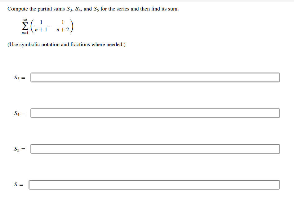 Solved Compute the partial sums S3,S4, ﻿and S5 ﻿for the | Chegg.com