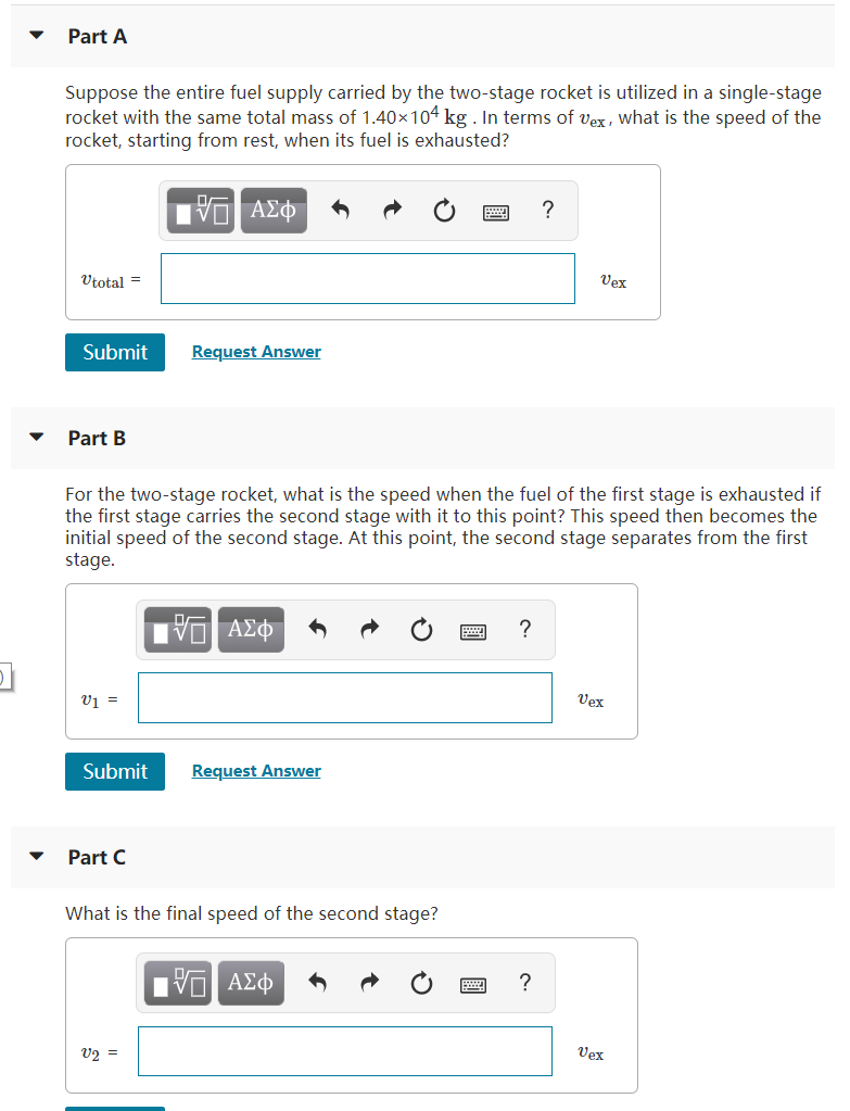 Solved Suppose the first stage of a two-stage rocket has | Chegg.com