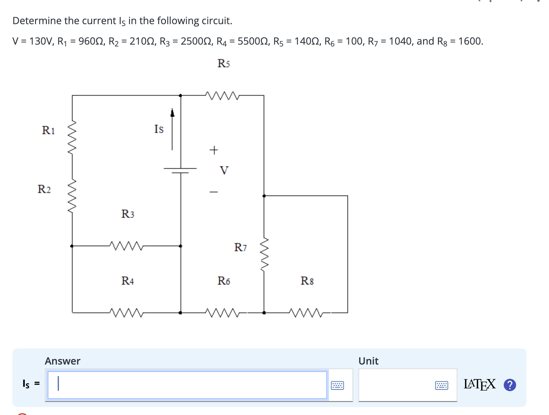Solved Determine the current Is ﻿in the following | Chegg.com