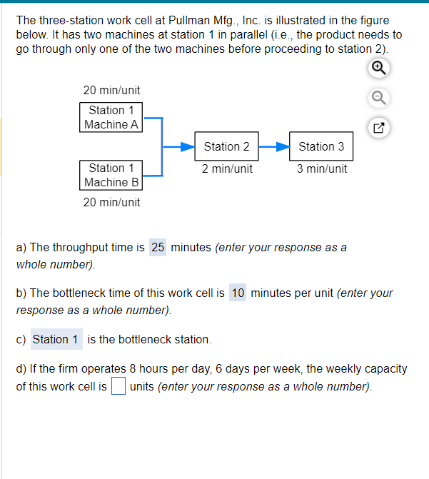 The three-station work cell at Pullman Mfg., Inc. is | Chegg.com