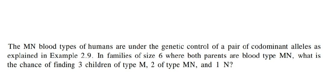 Solved The MN blood types of humans are under the genetic | Chegg.com