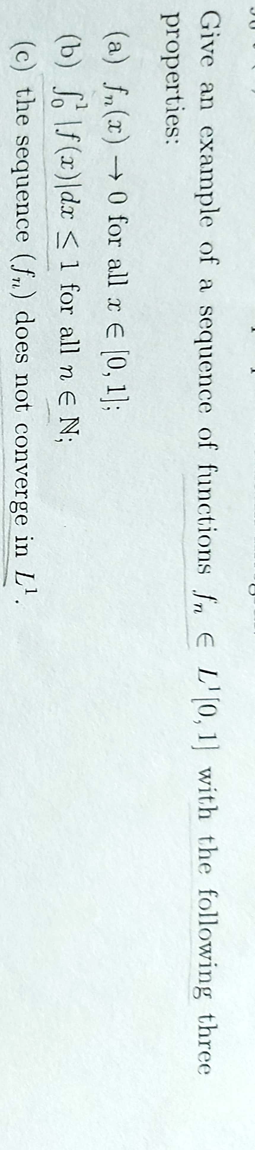 Solved Give an example of a sequence of functions \\( f_{n} | Chegg.com