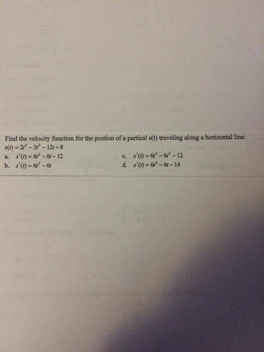 Solved Find the velocity function for the position of a | Chegg.com