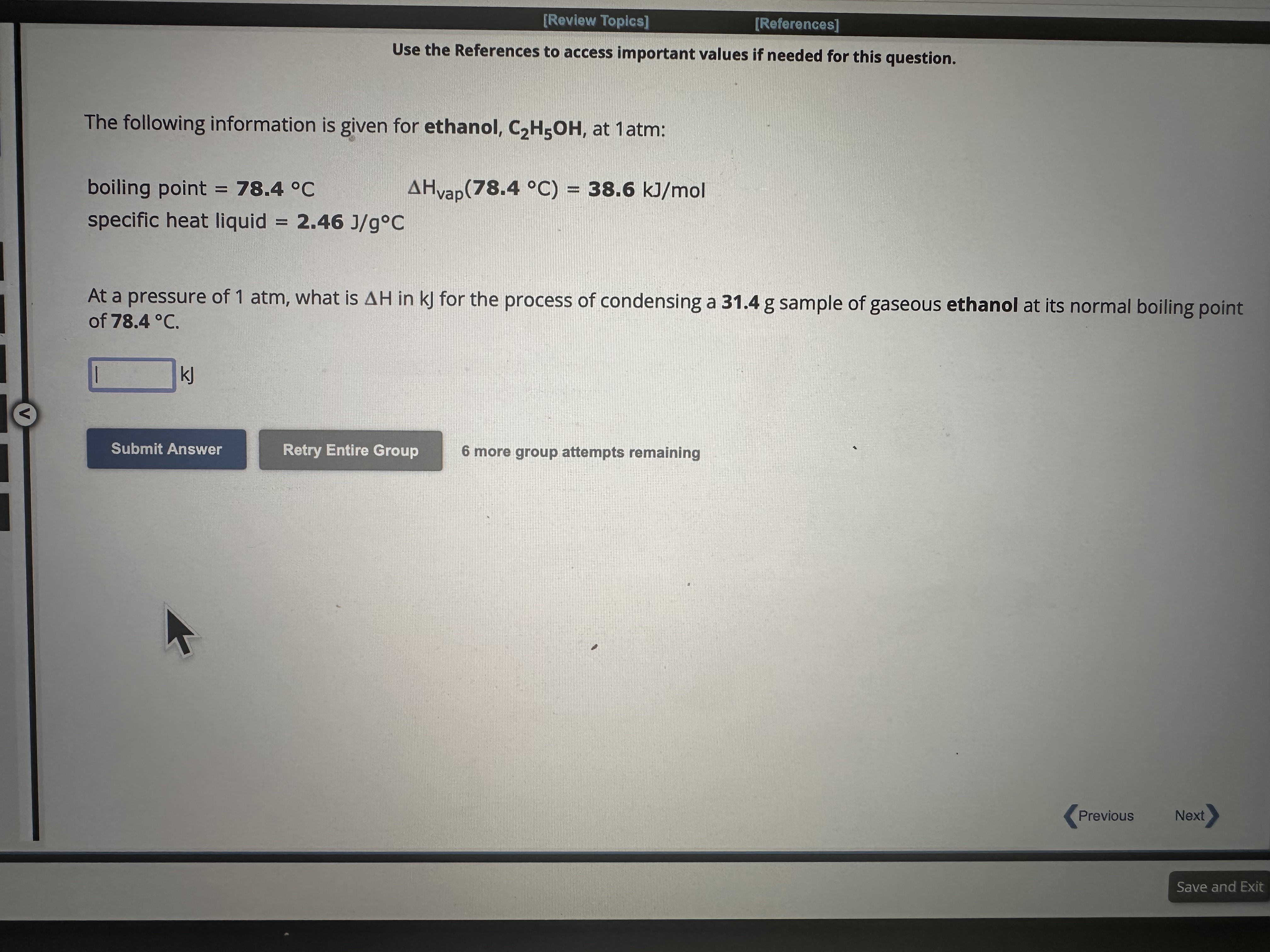 [Solved]: The following information is given for ethanol, C