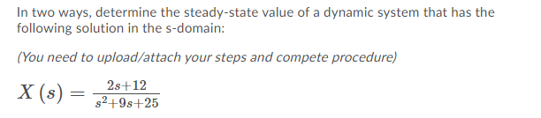 Solved In two ways, determine the steady-state value of a | Chegg.com