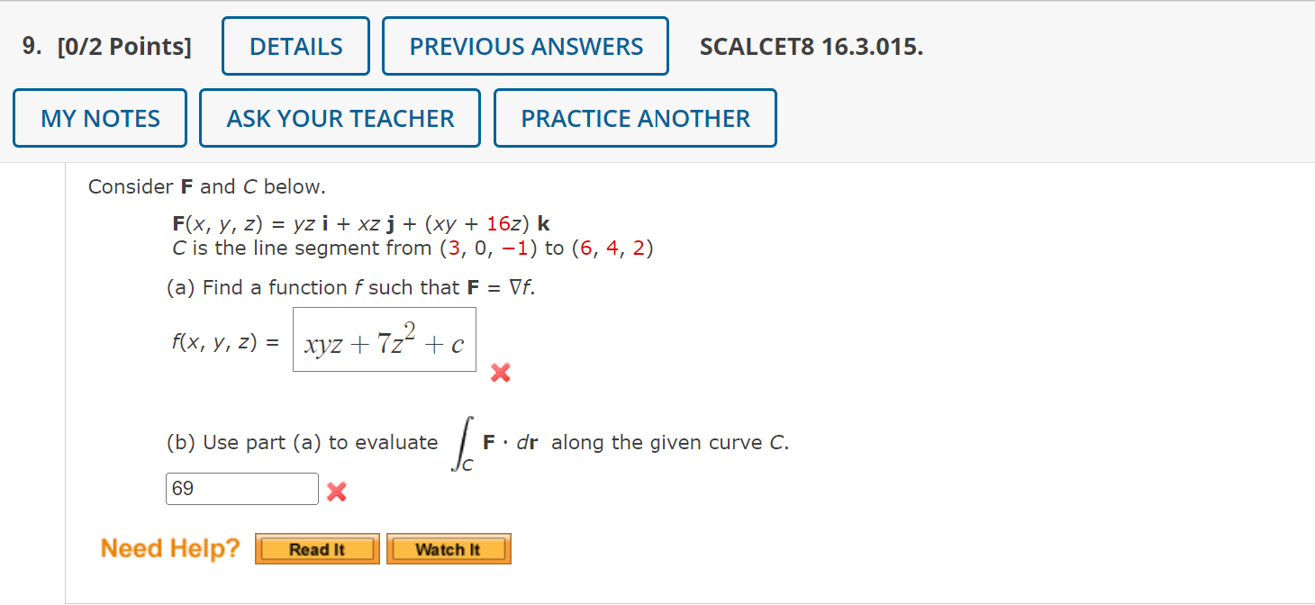 Solved Consider F And C Below F X Y Z Yzi Xzj Xy 16z K C