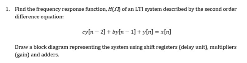Find the frequency response function, H(Ω) of an LTI | Chegg.com