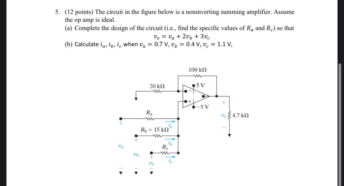 Solved 5. (12 points) The circuit in the figure below is a | Chegg.com