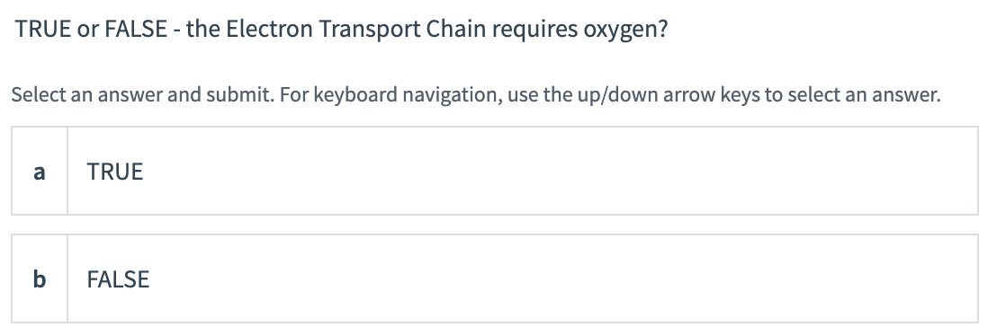 Solved TRUE or FALSE - ﻿the Electron Transport Chain | Chegg.com