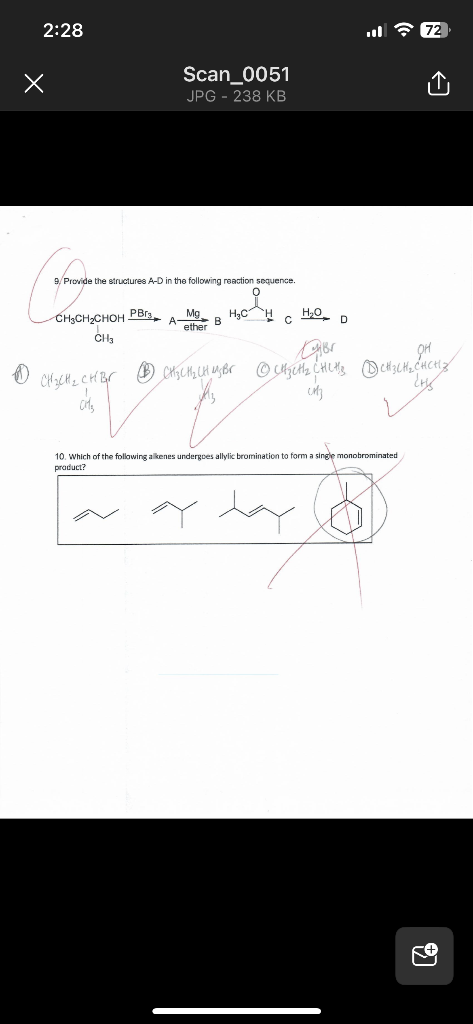 Solved 9. Provide the structures A-D in the following | Chegg.com