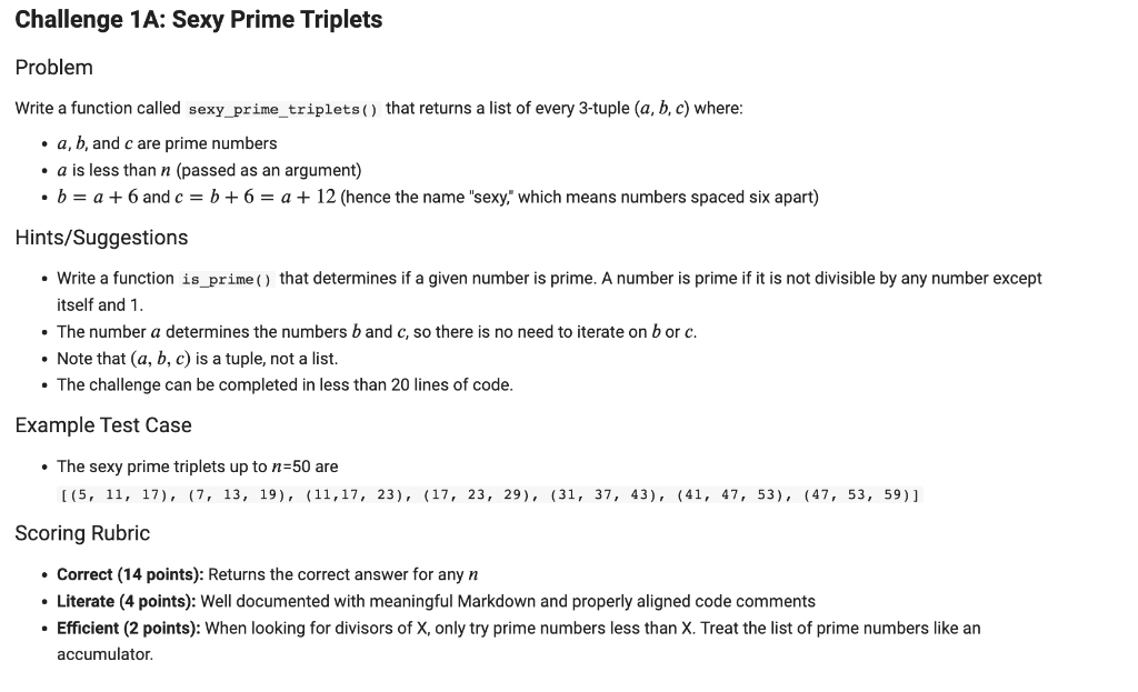 Solved Problem Write a function called sexy_prime_triplets | Chegg.com