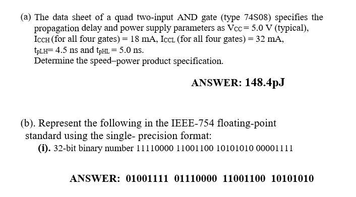 Solved (a) The data sheet of a quad two-input AND gate (type | Chegg.com