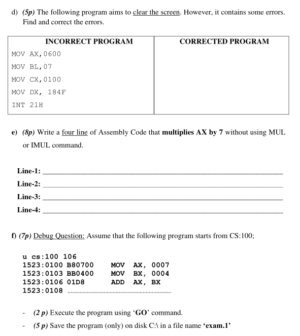 Solved a) (6p) Run the following program and show the memory | Chegg.com