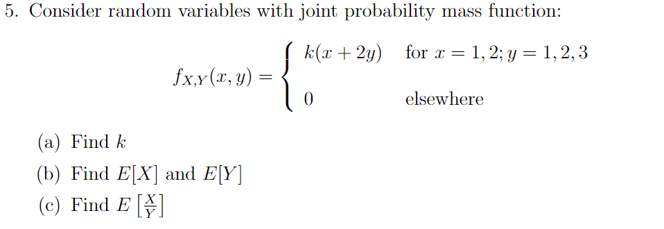 Solved 5. Consider random variables with joint probability | Chegg.com