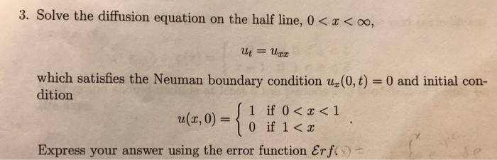 Solved 3. Solve the diffusion equation on the half line, 0
